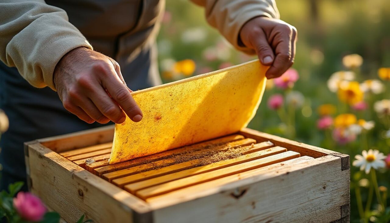 Poser une feuille de cire sur un cadre de ruche : guide pratique